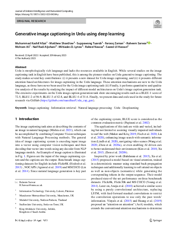 (PDF) Generative image captioning in Urdu using deep learning