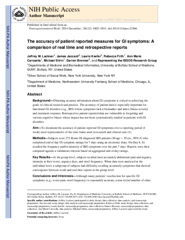 (PDF) The accuracy of patient-reported measures for GI symptoms: a ...