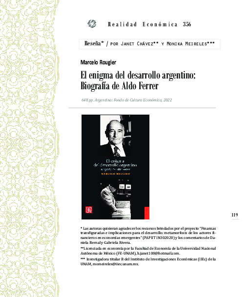 (PDF) "El enigma del desarrollo argentino: Biografía de Aldo Ferrer” de ...
