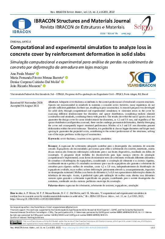 (PDF) Computational and experimental simulation to analyze loss in concrete cover by ...