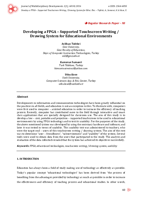(PDF) Developing a FPGA-supported touchscreen writing / drawing system ...