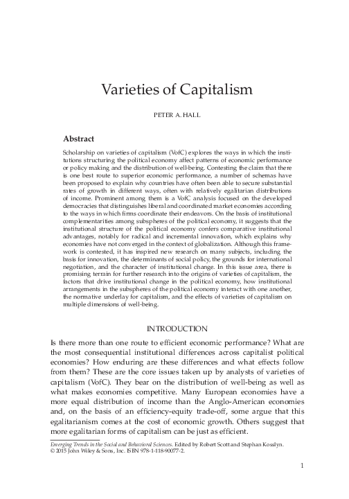(PDF) Varieties of Capitalism