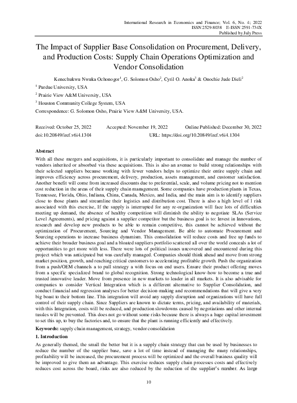 (PDF) The Impact of Supplier Base Consolidation on Procurement ...