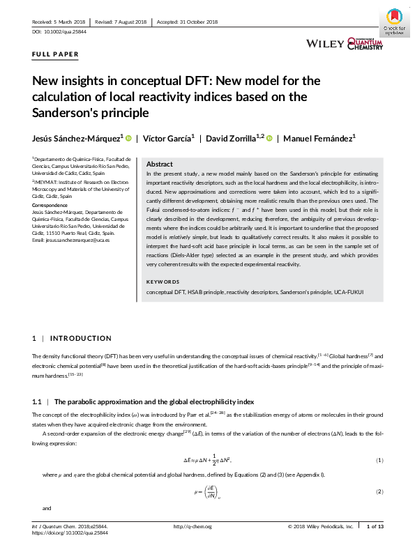 (PDF) Local Reactivity Indices via Sanderson's Principle