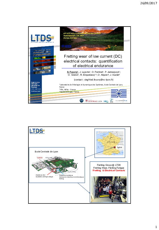 (PDF) Fretting wear of low current electrical contacts: Quantification ...