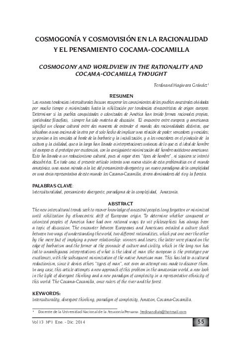 (PDF) Cosmogonía y cosmovisión en la racionalidad y el pensamiento ...
