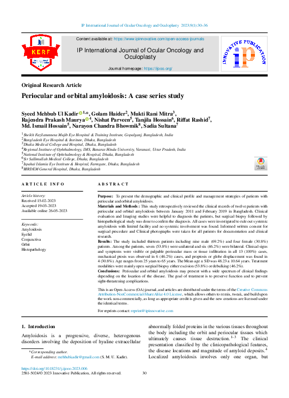 (PDF) Periocular and orbital amyloidosis: A case series study