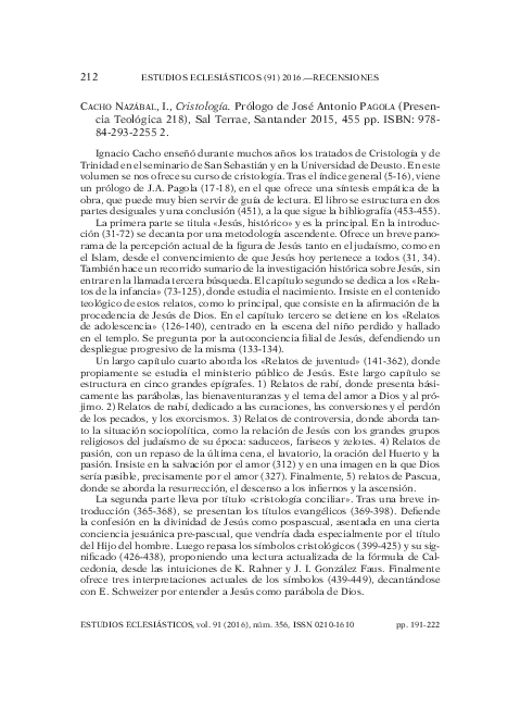 (PDF) IGNACIO CACHO NAZÁBAL, Cristología
