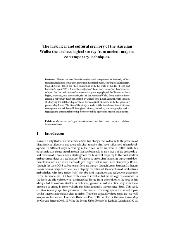 (PDF) 2020_The historical and cultural memory of the Aurelian Walls ...