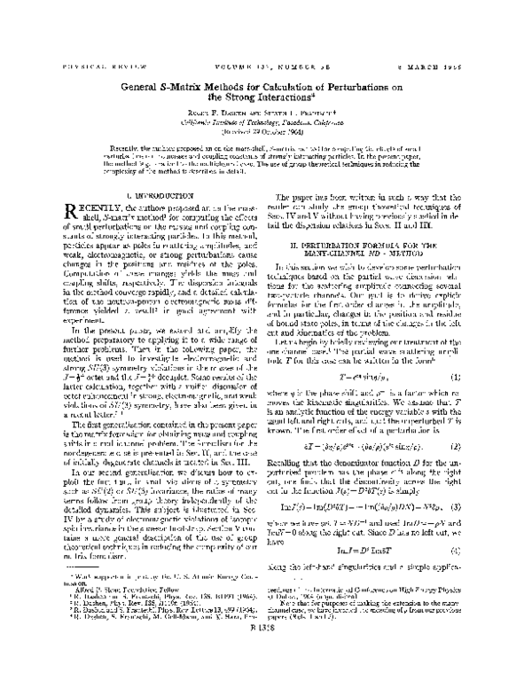 (PDF) GeneralS-Matrix Methods for Calculation of Perturbations on the ...
