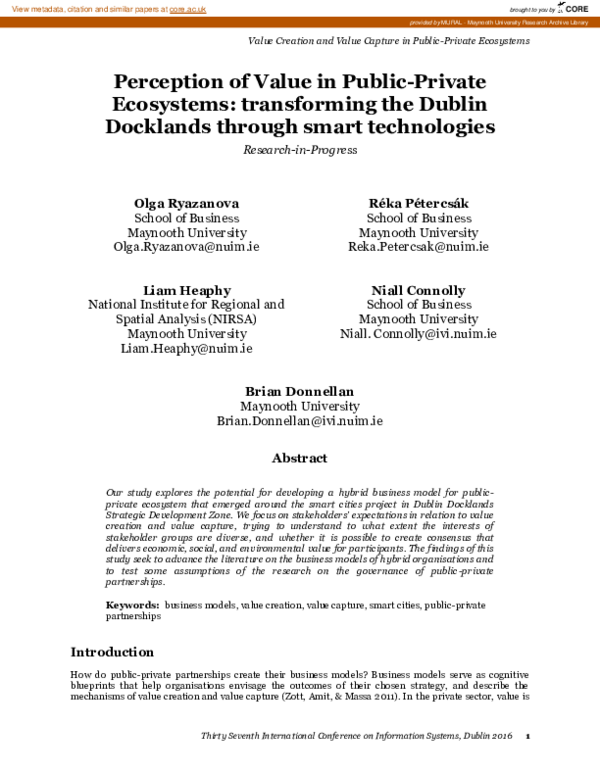(PDF) Perception of Value in Public-Private Ecosystems: Transforming ...