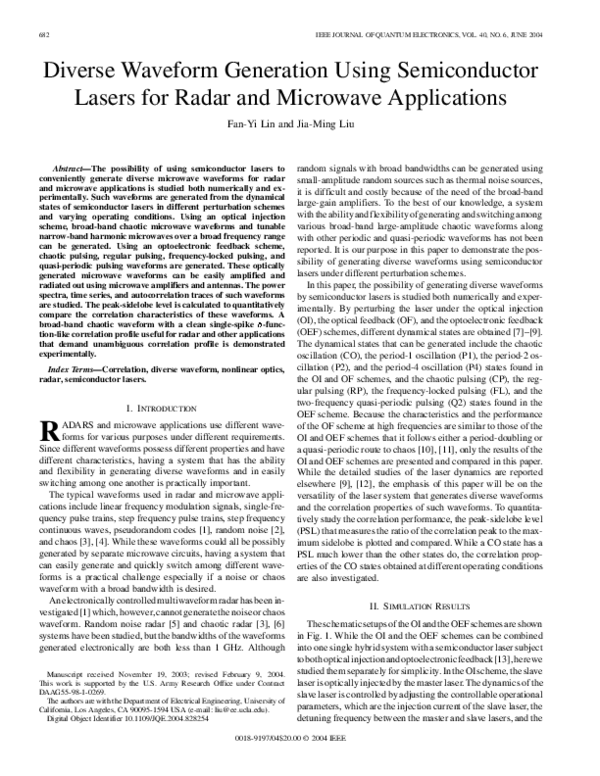 (PDF) Diverse waveform generation using semiconductor lasers for radar and microwave ...