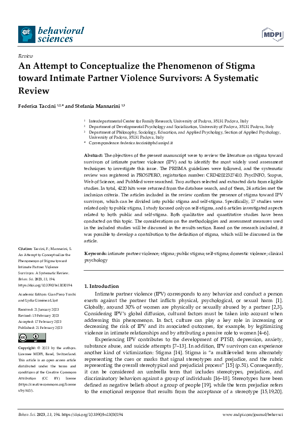 (PDF) An Attempt to Conceptualize the Phenomenon of Stigma toward ...