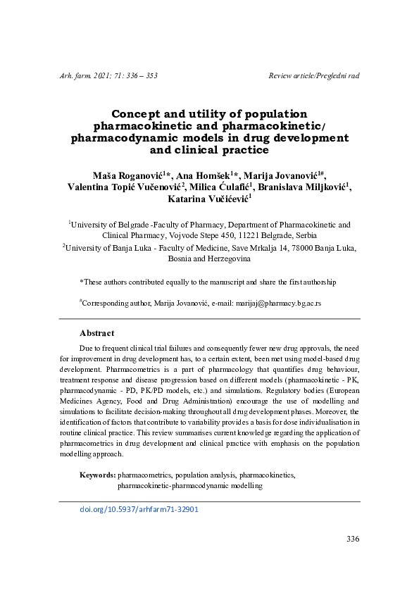 (PDF) Concept and utility of population pharmacokinetic and pharmacokinetic/pharmacodynamic ...