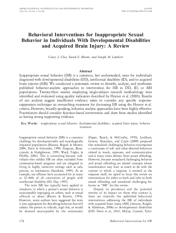 (PDF) Behavioral Interventions for Inappropriate Sexual Behavior in ...