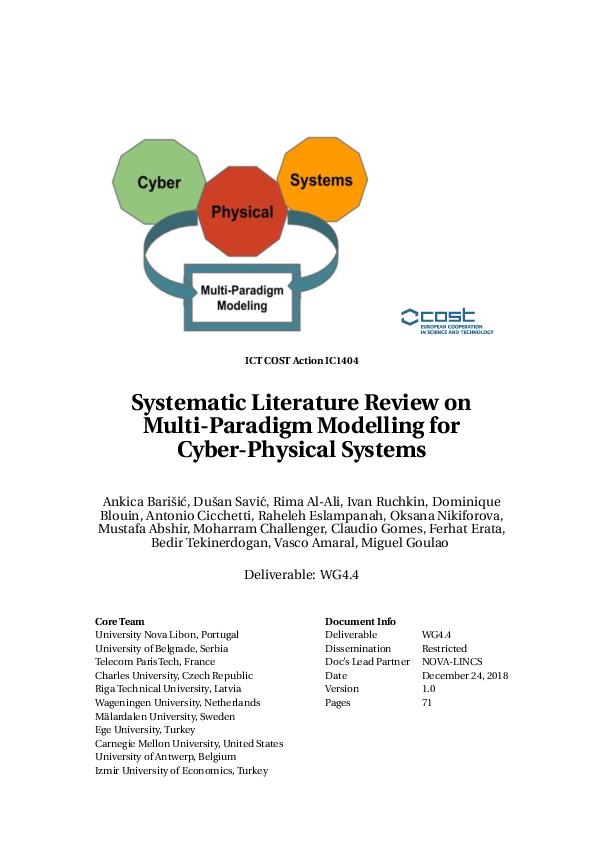 (PDF) Systematic Literature Review on Multi-Paradigm Modelling for Cyber-Physical Systems