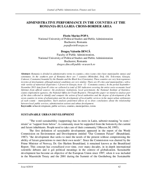 (PDF) Administrative Performance in the Counties at the Romania ...