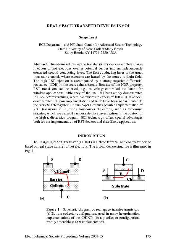 (PDF) Real space transfer devices in SOI
