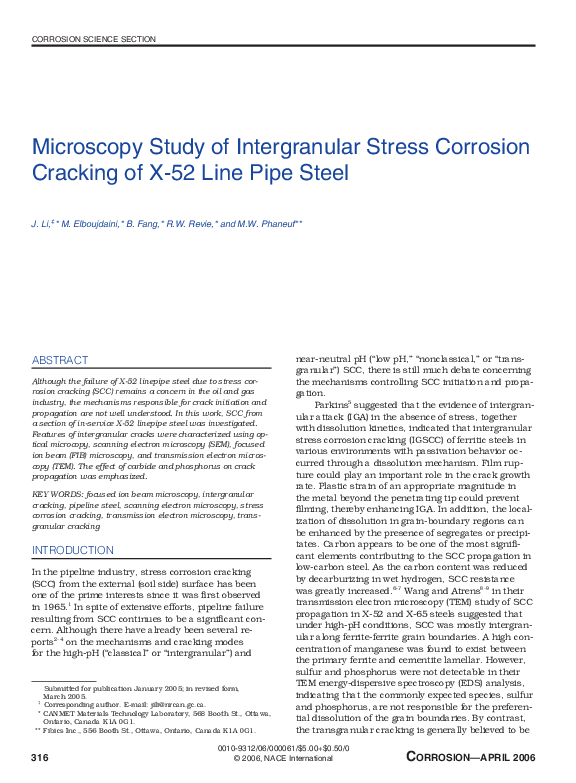 (PDF) Microscopy Study of Intergranular Stress Corrosion Cracking of X ...