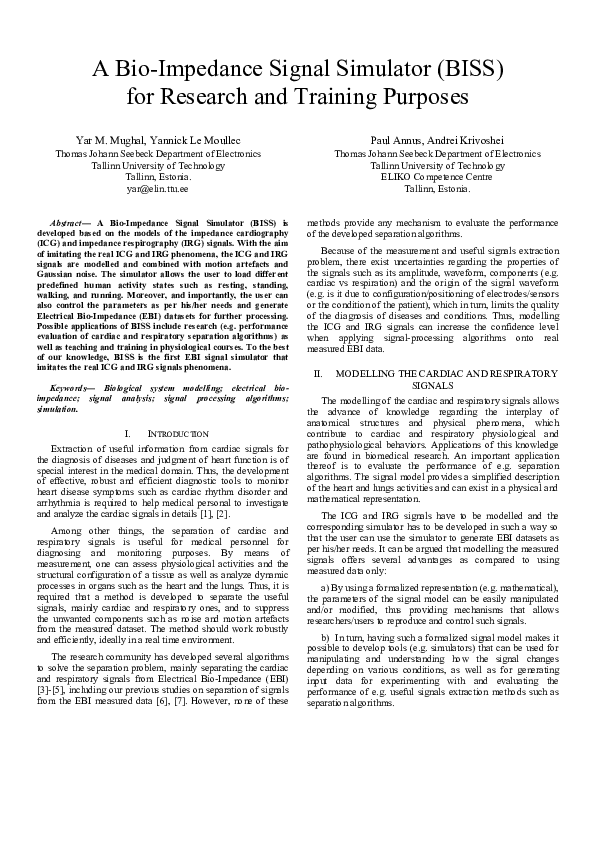 (PDF) A bio-impedance signal simulator (BISS) for research and training ...