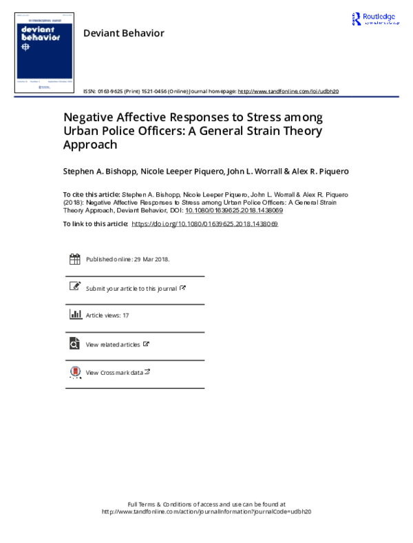 (PDF) Negative Affective Responses to Stress among Urban Police ...