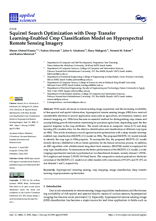 (PDF) Squirrel Search Optimization with Deep Transfer Learning-Enabled Crop Classification Model ...