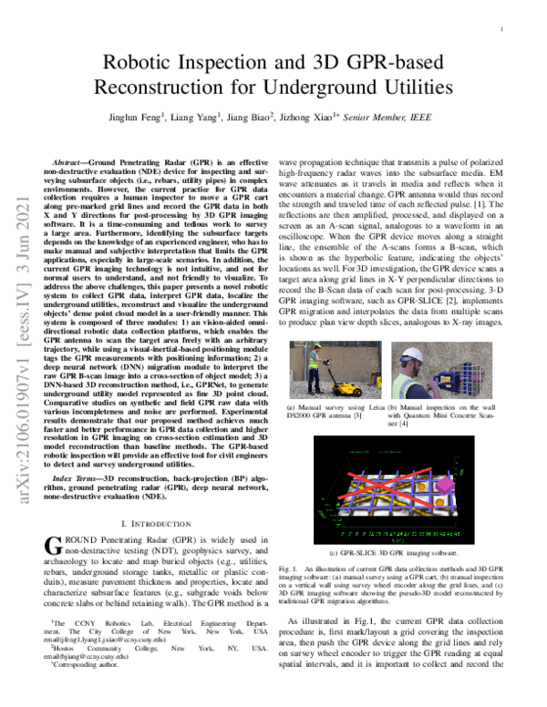 (PDF) Robotic Inspection and 3D GPR-based Reconstruction for Underground Utilities