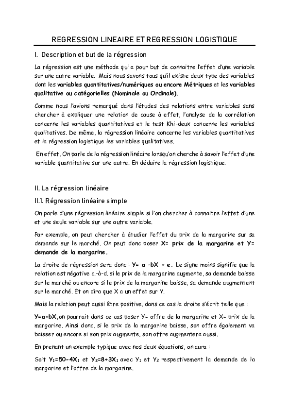 (PDF) REGRESSION LINEAIRE ET REGRESSION LOGISTIQUE