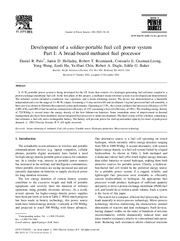 (PDF) Development of a soldier-portable fuel cell power system