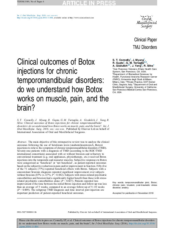 (PDF) Clinical outcomes of Botox injections for chronic ...