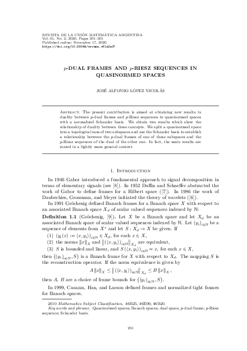 (PDF) $p$-Dual frames and $p$-Riesz sequences in quasinormed spaces