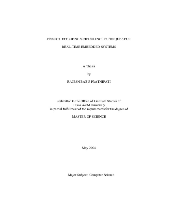 (PDF) Energy Efficient Scheduling Techniques for Real-Time Embedded Systems