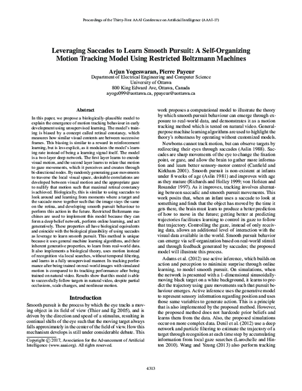 (PDF) Leveraging Saccades to Learn Smooth Pursuit: A Self-Organizing ...