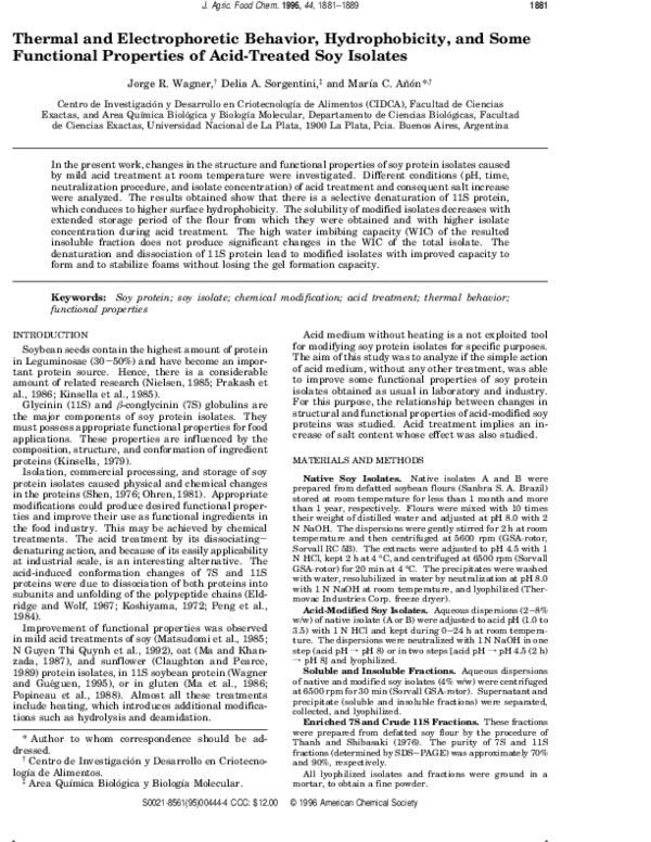 (PDF) Thermal and Electrophoretic Behavior, Hydrophobicity, and Some ...