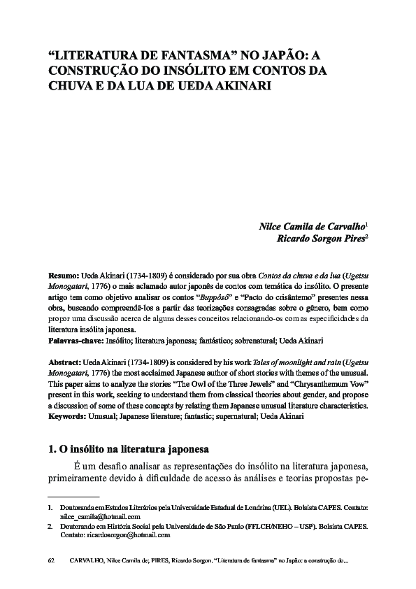 “Literatura de Fantasma” no Japão: A construção do insólito em contos ...