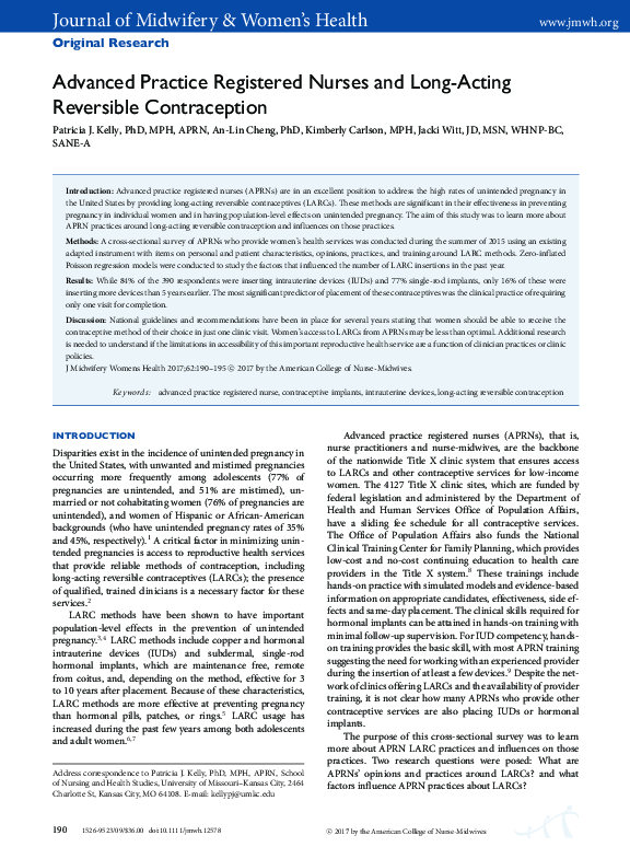 (PDF) Advanced Practice Registered Nurses and Long-Acting Reversible ...