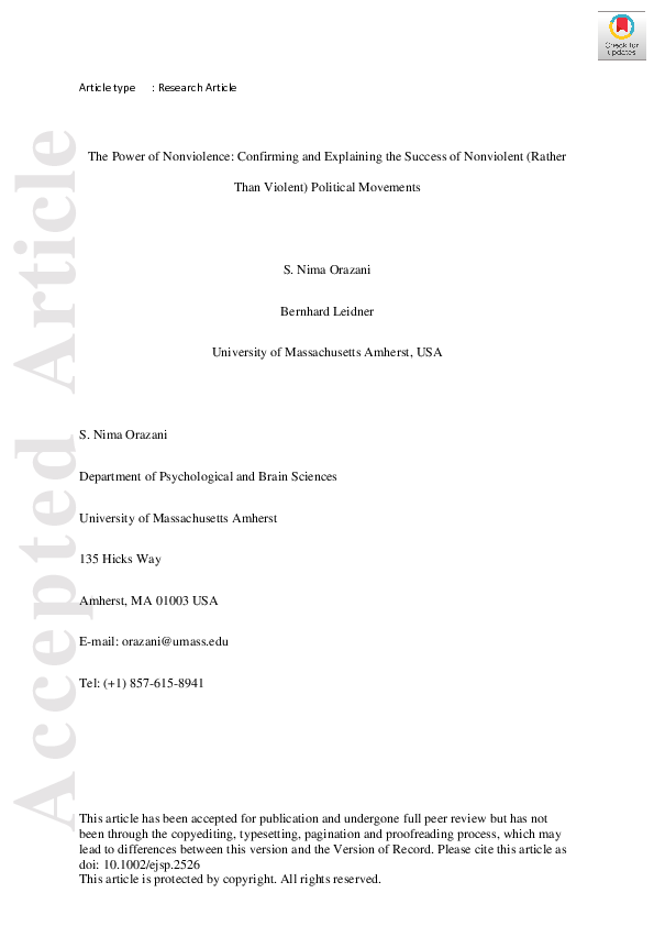 (PDF) The power of nonviolence: Confirming and explaining the success ...