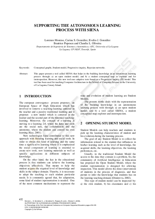 (PDF) Supporting the Autonomous Learning Process with Siena