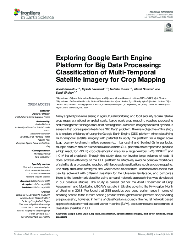(PDF) Exploring Google Earth Engine Platform for Big Data Processing ...