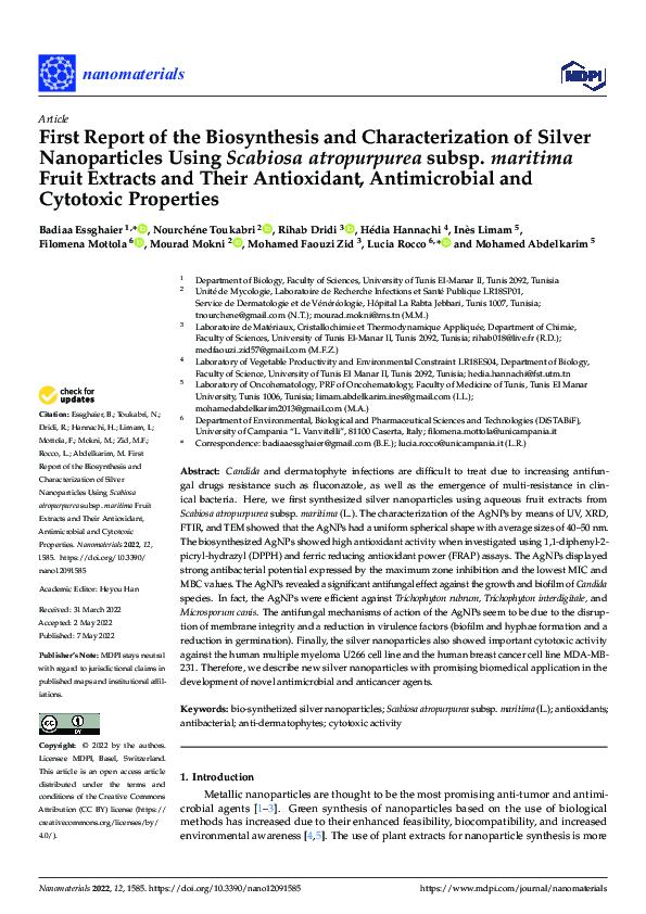 (PDF) First Report of the Biosynthesis and Characterization of Silver ...