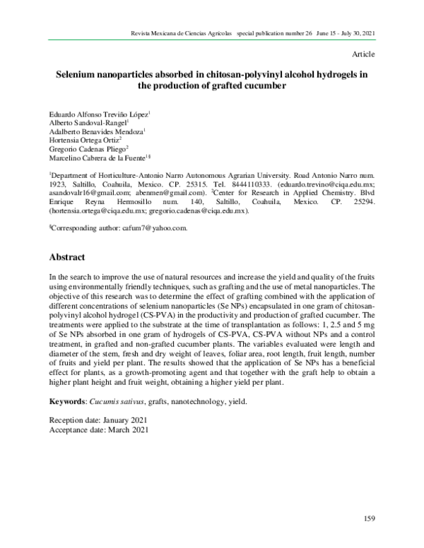(PDF) Selenium nanoparticles absorbed in chitosan-polyvinyl alcohol ...