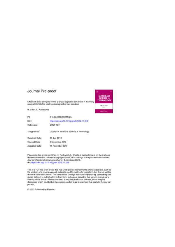 (PDF) Effects of oxide stringers on the β-phase depletion behaviour in ...