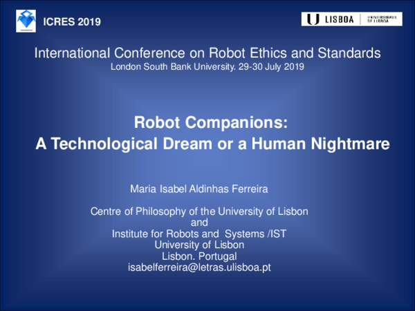 (PDF) Robot Companions A technological dream or a human nightmare