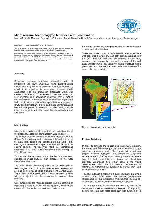 (PDF) Microseismic Technology to Monitor Fault Reactivation