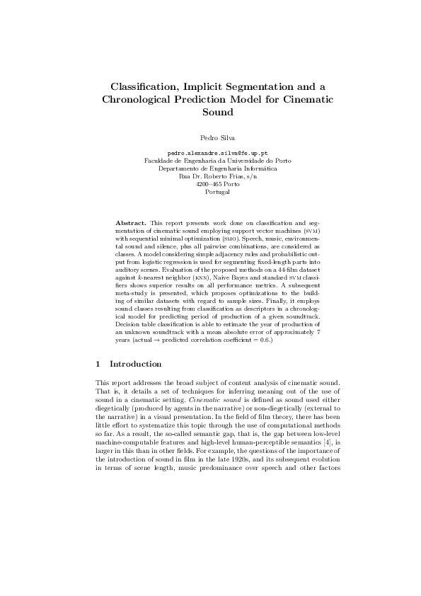 (PDF) Classification, Implicit Segmentation and a Chronological ...