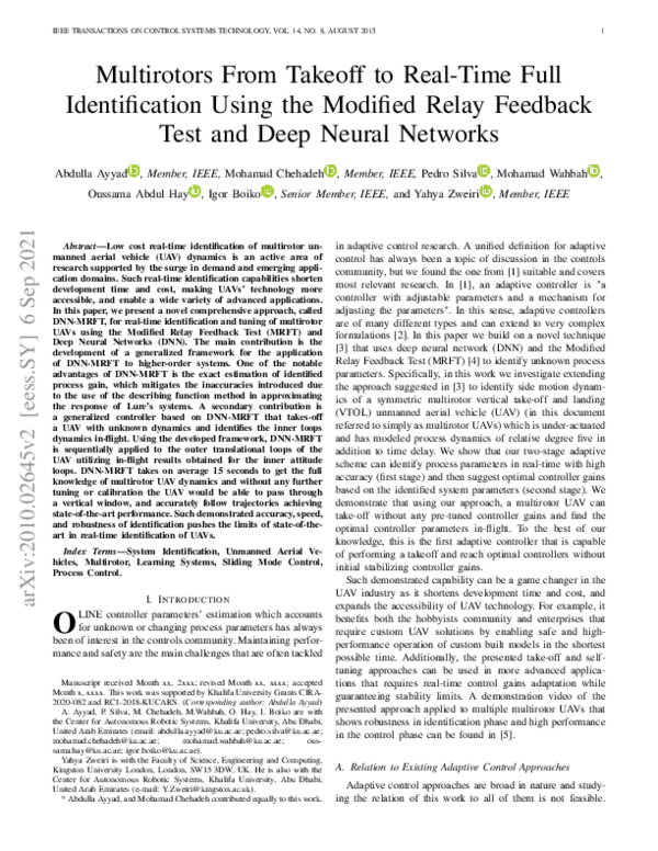 (PDF) Multirotors From Takeoff to Real-Time Full Identification Using the Modified Relay ...