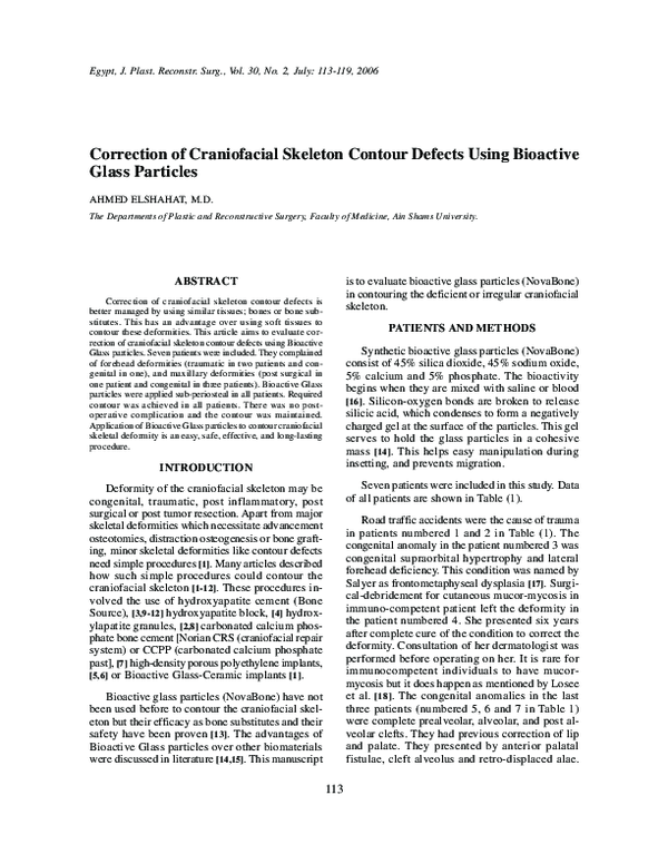 (PDF) Correction of Craniofacial Skeleton Contour Defects Using ...
