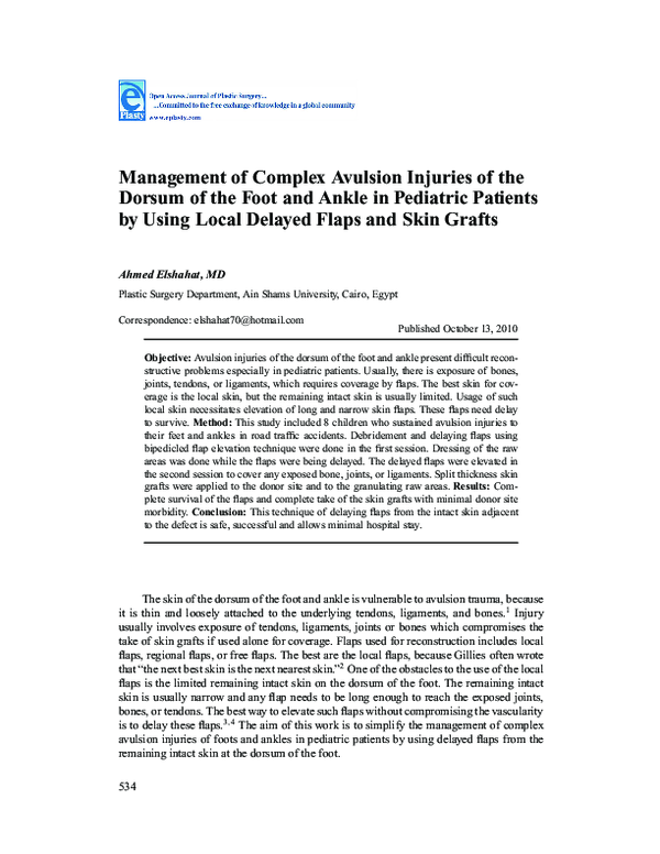 (PDF) Management of complex avulsion injuries of the dorsum of the foot ...