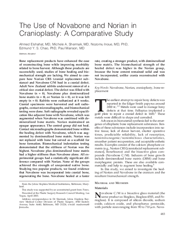 (PDF) The Use of Novabone and Norian in Cranioplasty: A Comparative ...