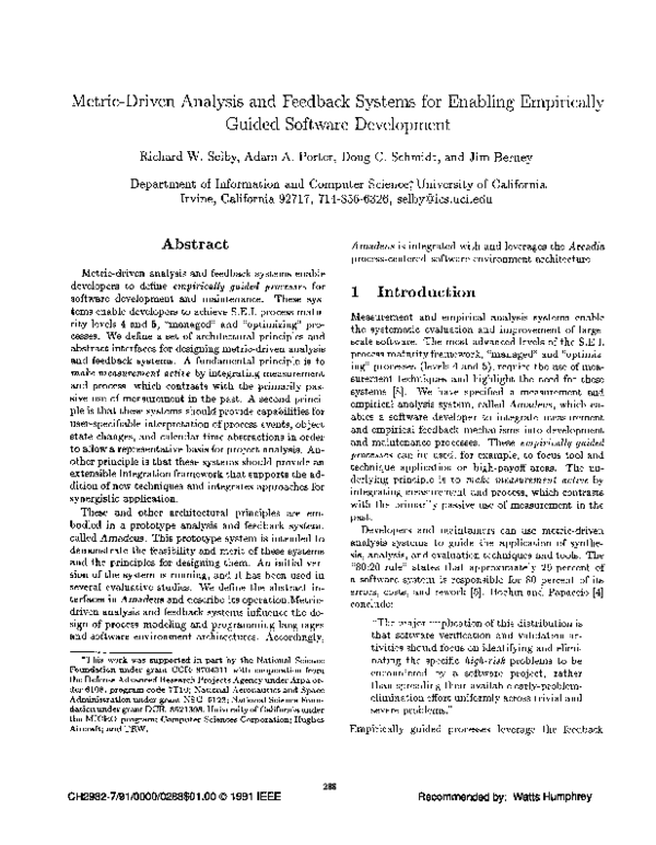 (PDF) Metric-driven analysis and feedback systems for enabling empirically guided software ...